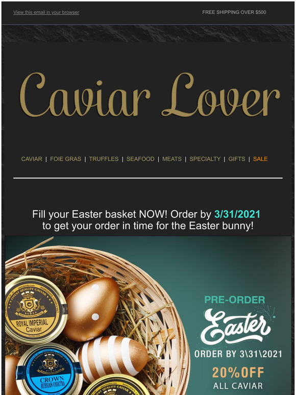 Caviar Lover: Easter is just a hop away20% off | Milled