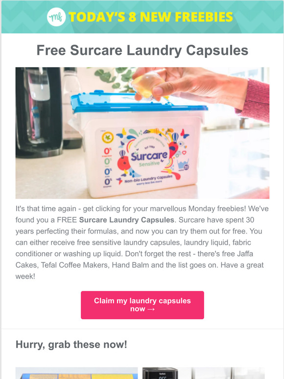 MagicFreebies: Free Surcare Laundry Capsules | Milled