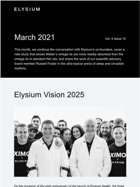 Elysium Health: March Newsletter: The Elysium co-founders share their vision for the future | Milled