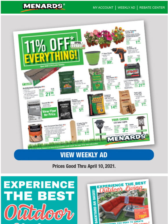 Menards: Shop 11% OFF* Your Outdoor Oasis! | Milled
