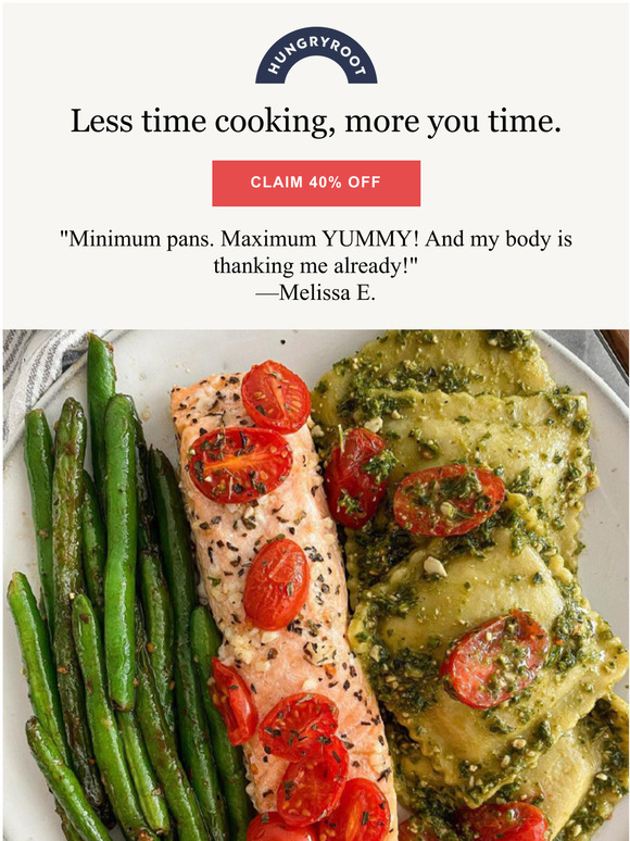 Hungryroot: Re: your dinner plans | Milled