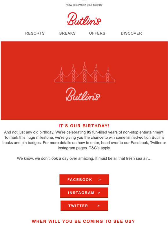 Butlins: It's our birthday! | Milled