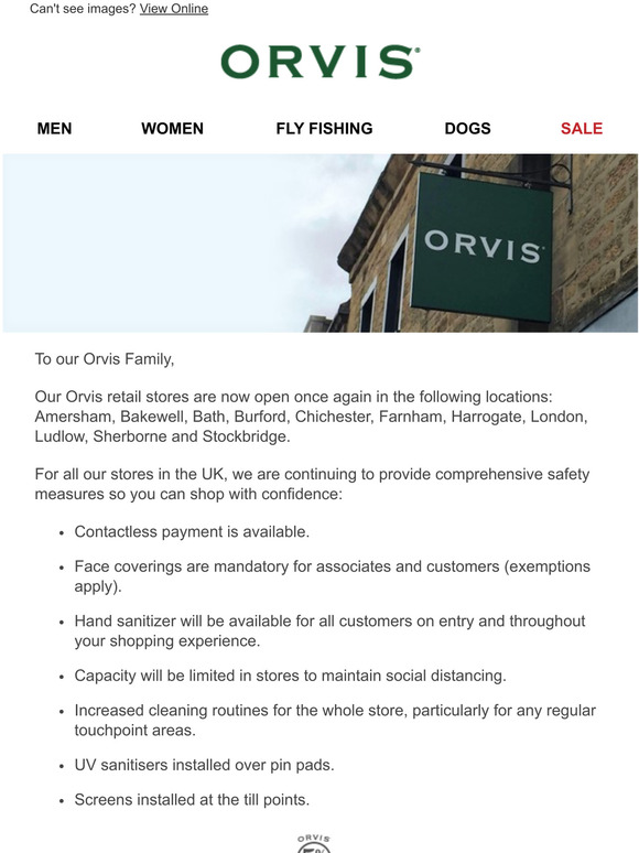 Orvis: Orvis stores are now open! | Milled