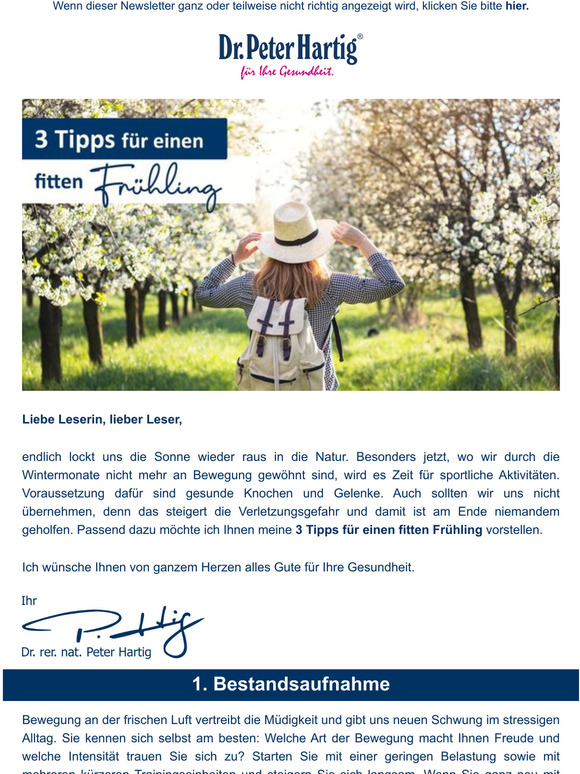Dr. Peter Hartig: 3 Tipps fr einen fitten Frhling von Dr. Peter Hartig ...