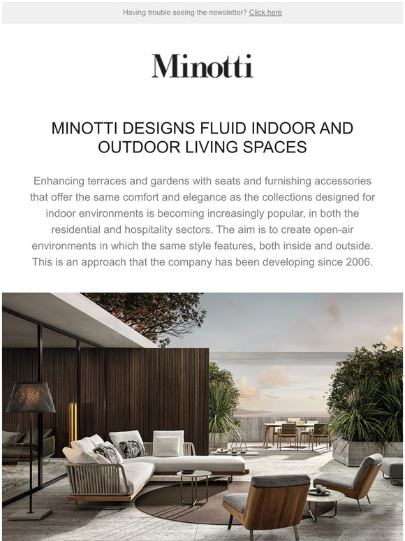 Minotti: MINOTTI DESIGNS FLUID INDOOR AND OUTDOOR LIVING SPACES | Milled
