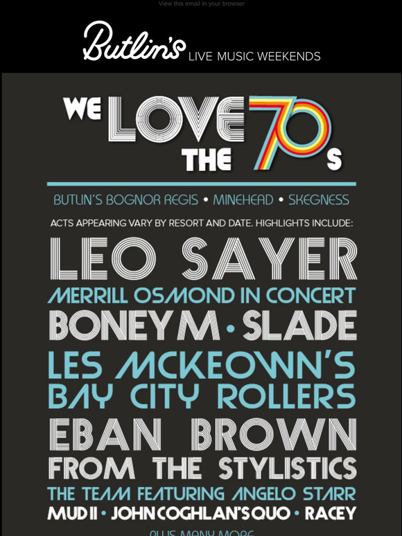 Butlin's: More line-ups just announced! | Milled