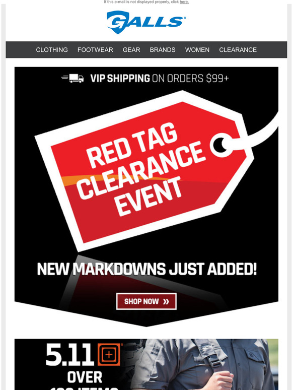 Galls: Alert! Red Tag Clearance Event | Milled