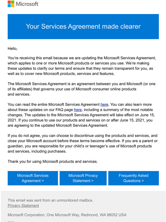 Microsoft: Updates to our terms of use | Milled