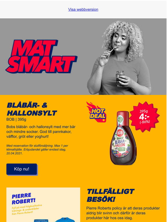 Matsmart: BOB sylt - 4 kr! | Pierre Robert - upp till 78% rabatt! | Milled