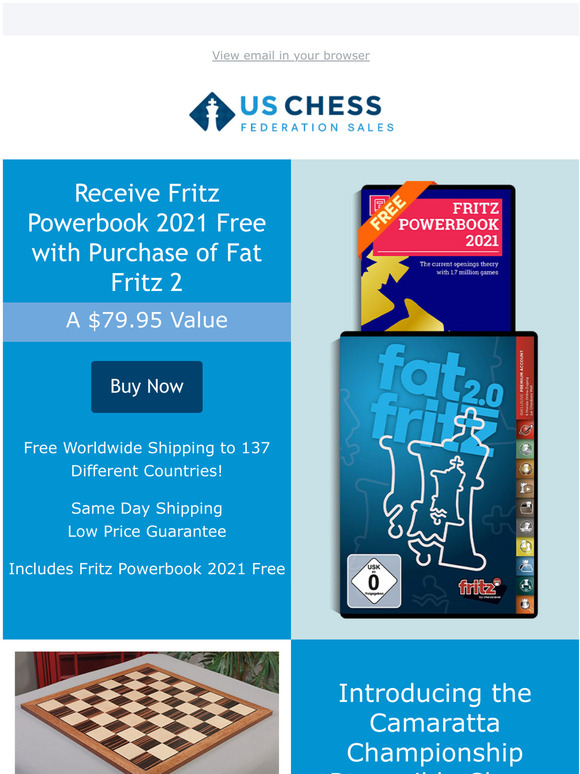 US Chess Sales: Receive Fritz Powerbook 2021 Free with Purchase of Fat ...