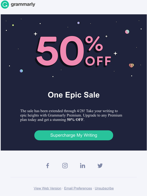 Grammarly: FLASH SALE EXTENDED: 50% OFF Premium! | Milled