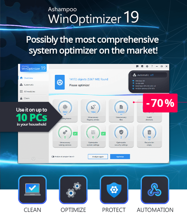 Ashampoo: Ashampoo WinOptimizer 19 - The best version of all time | Milled