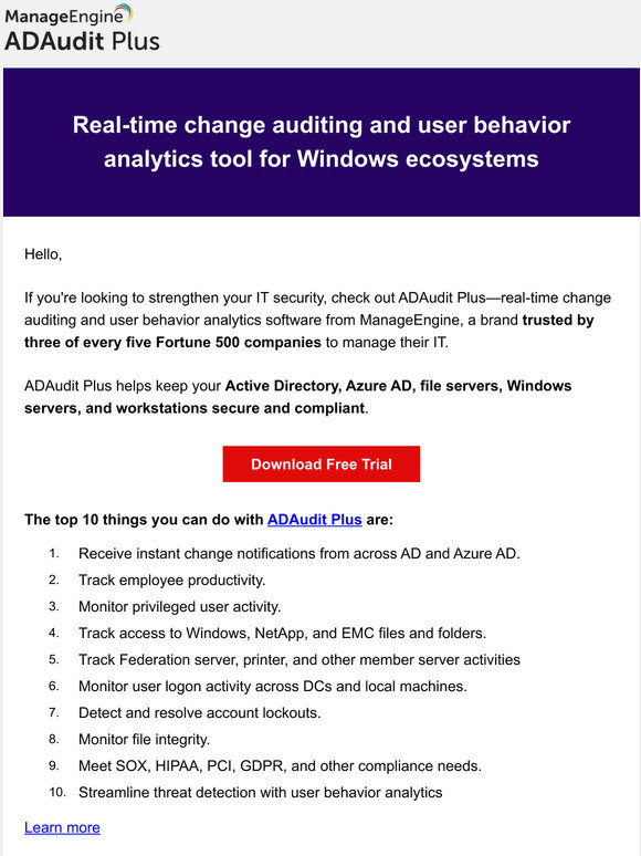 ManageEngine: [ManageEngine] Enterprise IT security and compliance ...