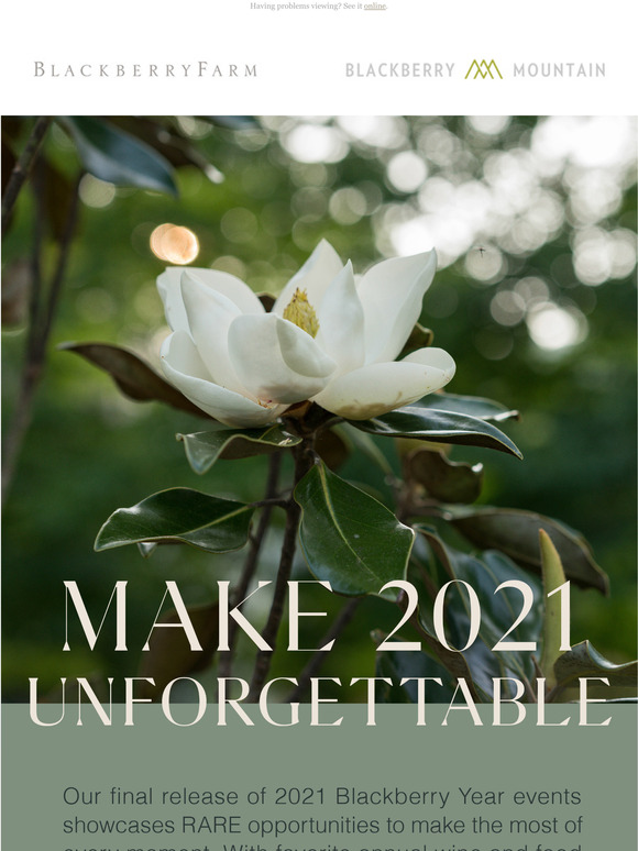 Blackberry Farm: Final Release of 2021 Events - Book Your RARE ...