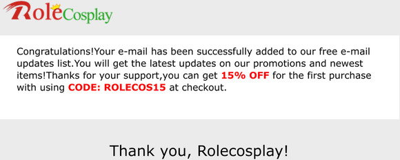 RoleCosplay: Welcome to RoleCosplay.com. Get 15% OFF now! | Milled