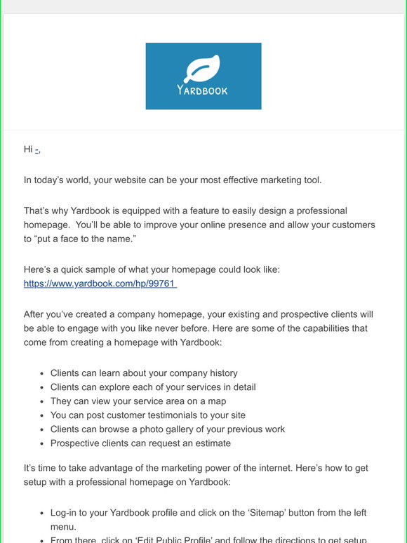 Yardbook: Create a Professional Homepage with Yardbook | Milled