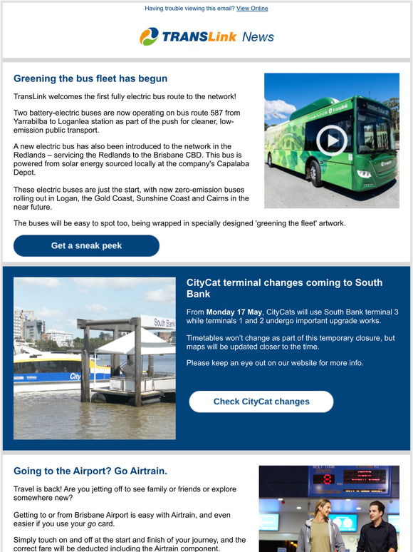 TransLink: First electric bus route | South Bank CityCat terminal ...