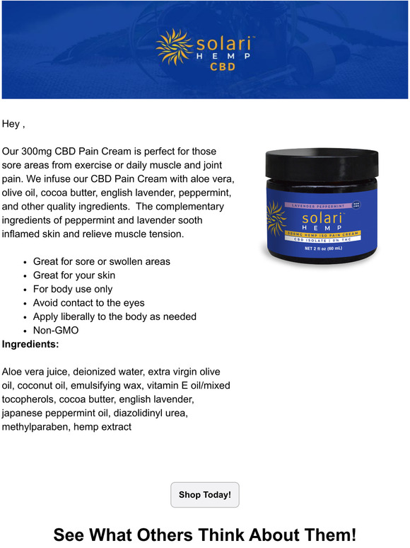 Solari Hemp: Our Top Selling Pain Cream | Milled