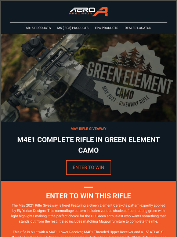 Aero Precision: Green Element Camo Rifle Giveaway IS LIVE! | Milled
