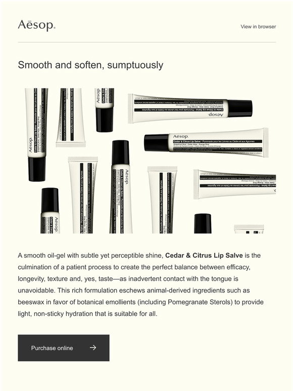Aesop: Introducing Cedar & Citrus Lip Salve | Milled