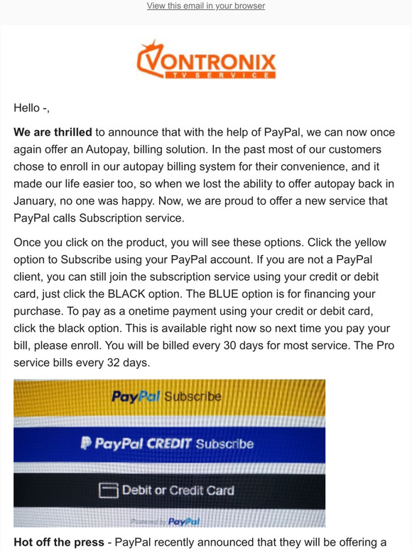 Vontronix: Vontronix - The cure for hiccups and Autopay is back | Milled