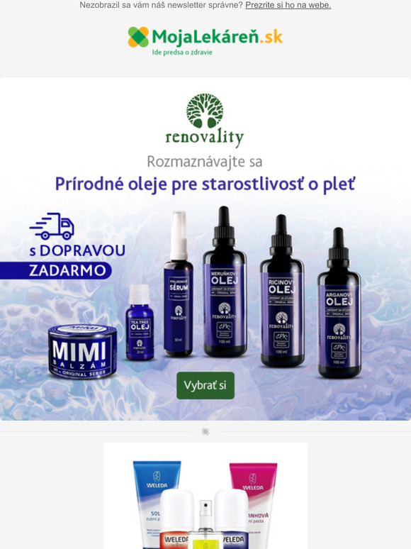 MojaLekaren: Renovality s DOPRAVOU ZADARMO // Weleda so ZAVOU 20 % // Voltaren s DAREKOM ...