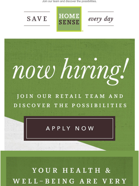 Homesense: We are hiring! (Pass it on!) | Milled
