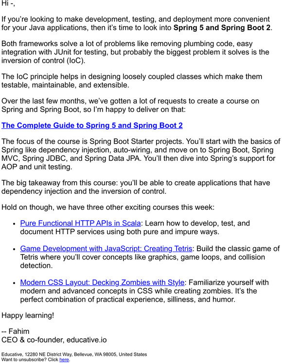 Educative: The Complete Guide to Spring 5 and Spring Boot 2 | Milled