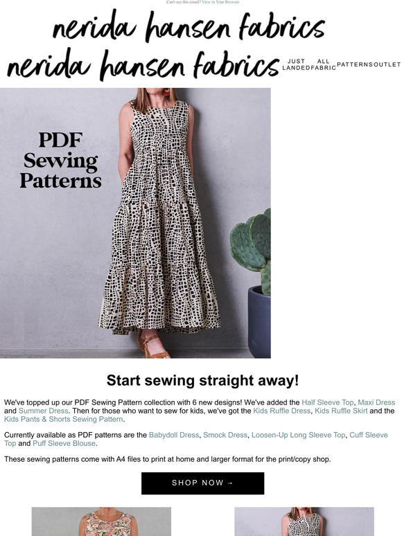Nerida Hansen Fabrics: More PDF Sewing Patterns for you! | Milled