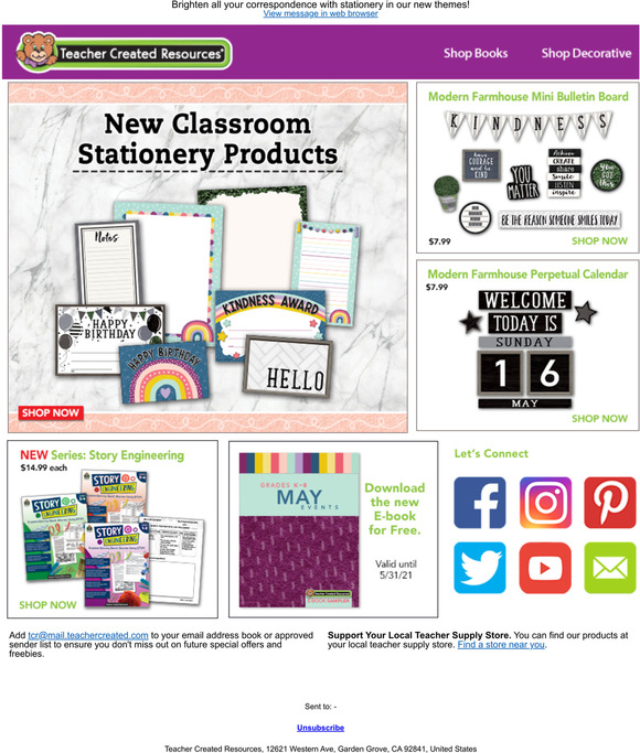 Teacher Created Resources: NEW Classroom Stationery Products | Milled