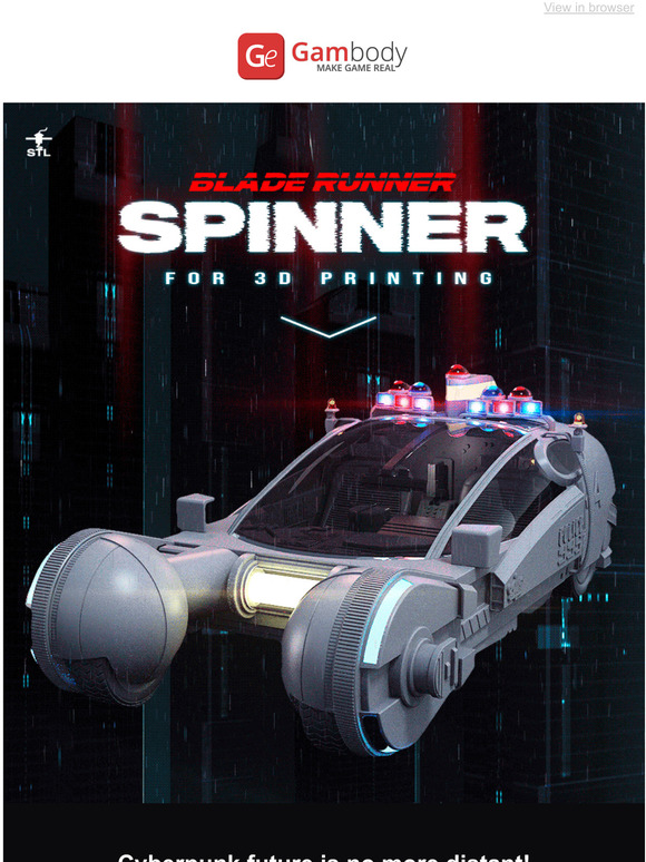 Gambody: 3D print flying Police Spinner from Blade Runner 1982 | Milled