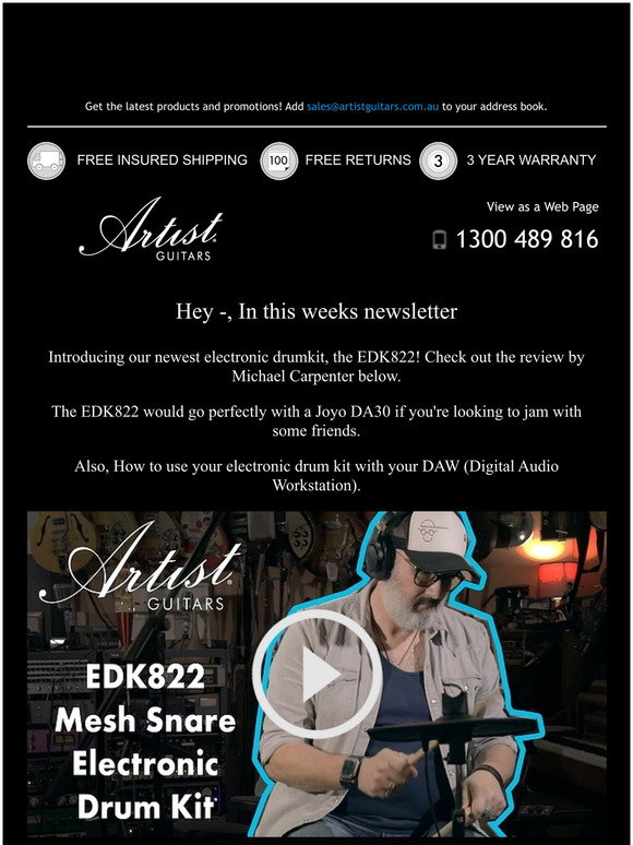 Artist Guitars: Introducing the EDK822 Electronic Drum Kit + Joyo DA30 ...