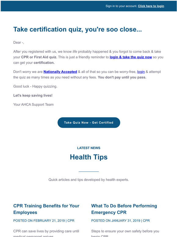 American Health Care Academy: Safety First! Take your CPR/First Aid ...