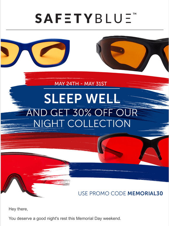 SafetyBlue: Red, white, & blue light blockers 30% off | Milled