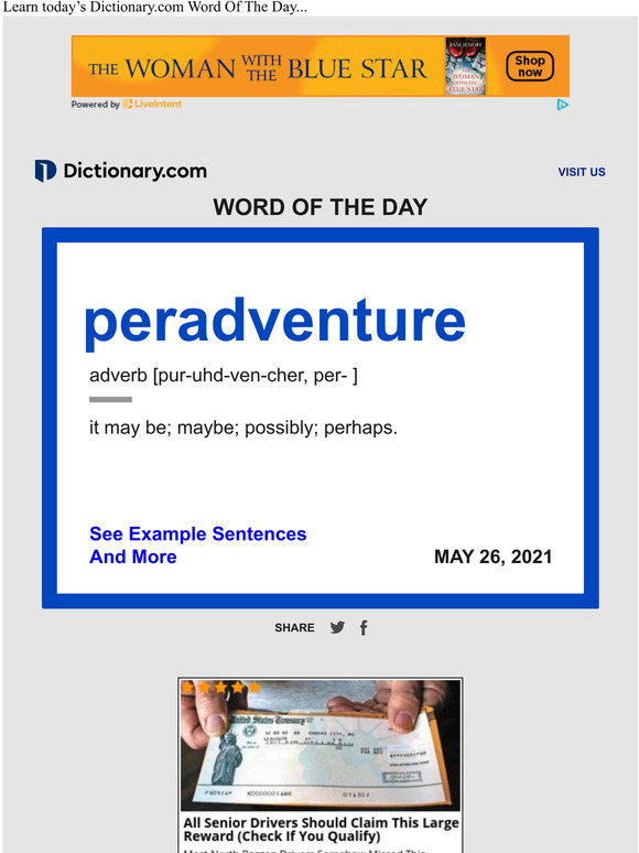 Dictionary.com: peradventure | Word of the Day | Milled