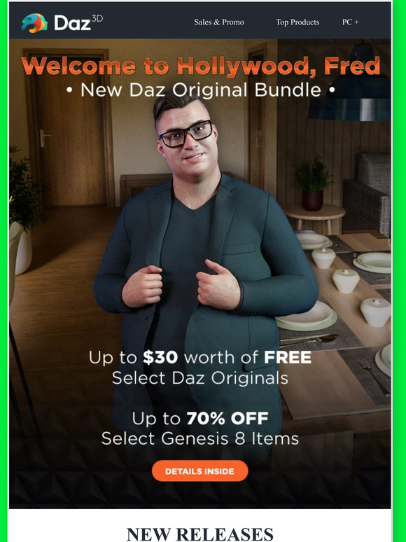DAZ 3D: Welcome to Hollywood, Fred - New Daz Original Bundle | Milled