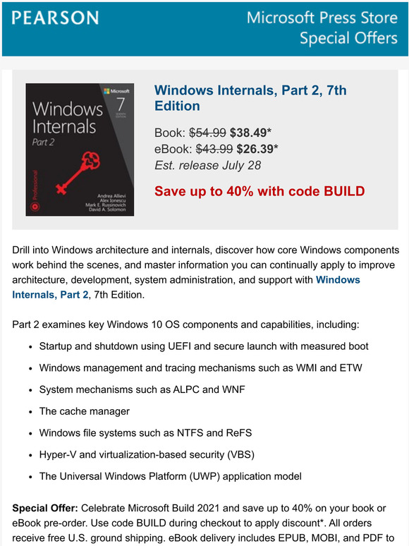 Microsoft Press: New! Windows Internals, Part 2, pre-order offer | Milled Microsoft Press: New! Windows Internals, Part 2, pre-order offer | Milled