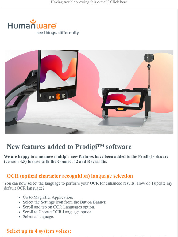 HumanWare: New features added to the Prodigi software | Milled