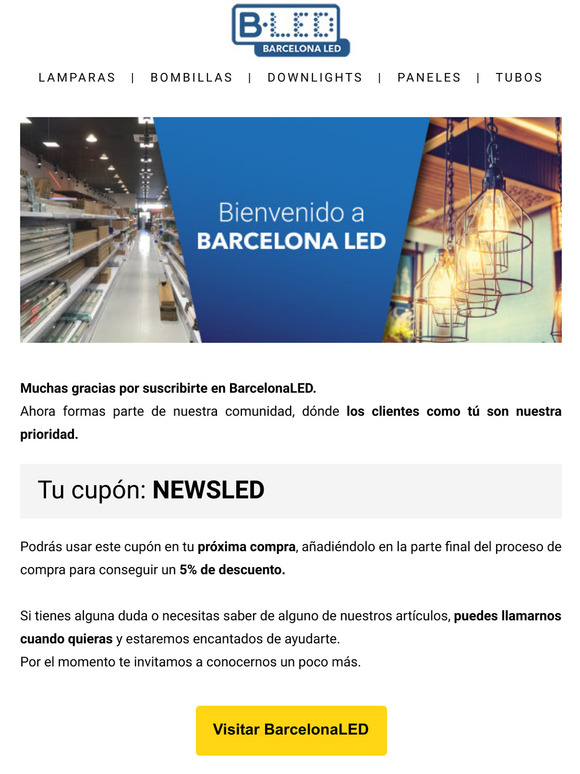 Barcelona LED: Bienvenido a BarcelonaLED. Este es tu cupn. | Milled