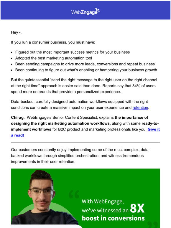 WebEngage: User Engagement Workflows: What, Why & How! | Milled