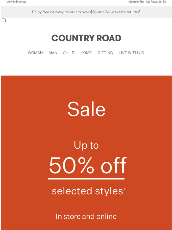 Country Road: -sale starts now | Milled
