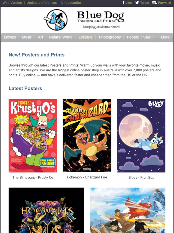 Blue Dog Posters: New Posters - Simpsons, Korra, E.T., Bluey, Pokemon ...