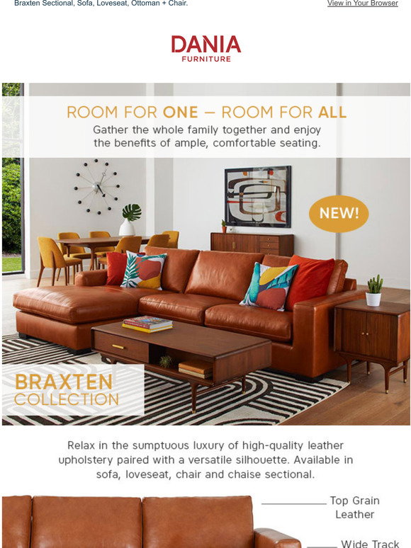 Dania Furniture: NEW Arrival! Leather Sectional | Milled