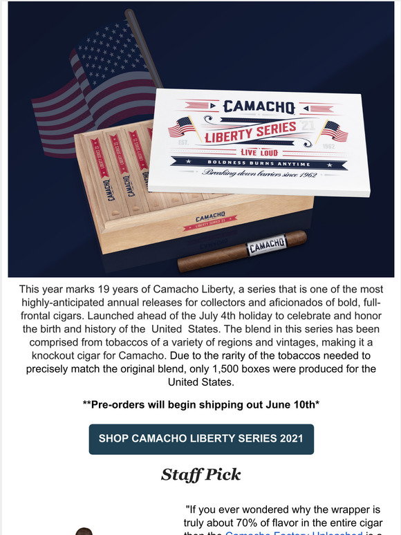 Oxford Cigar Company: Camacho Liberty Series 2021 - Final Release! | Milled
