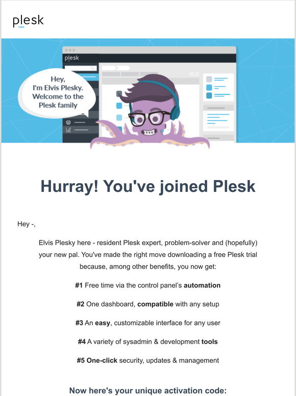 Plesk: Your Plesk Trial Activation Code | Milled