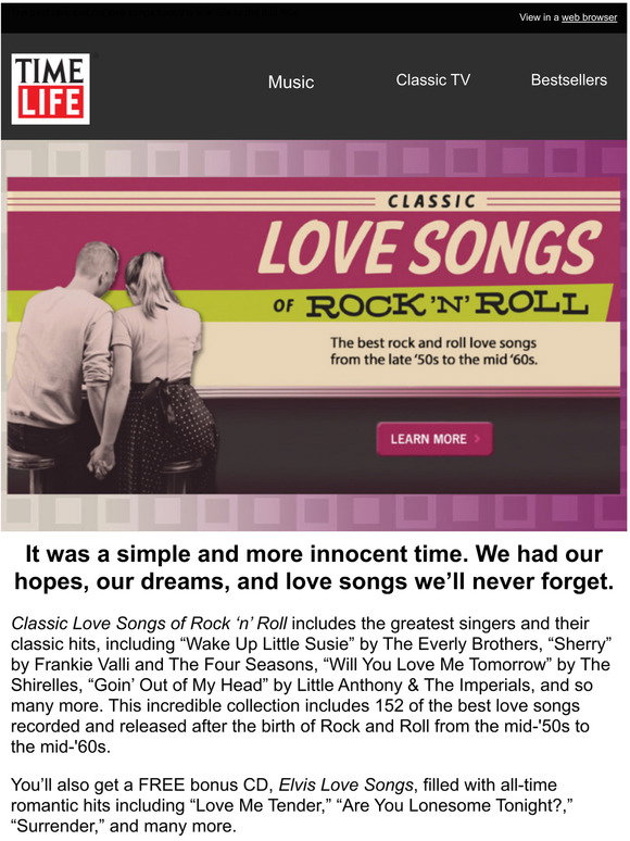 TimeLife: Back for 2021: Classic Love Songs of Rock 'N' Roll | Milled