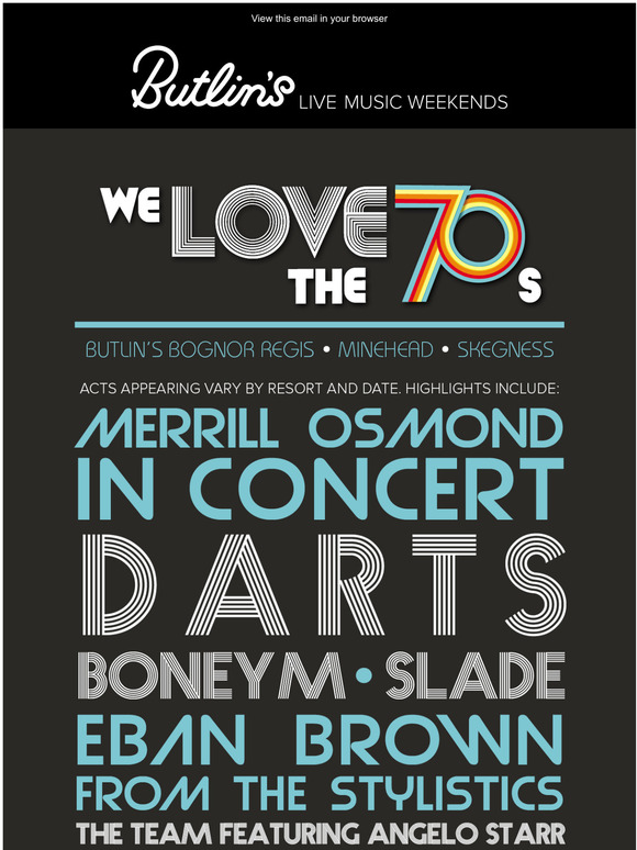 Butlins Live Music Weekends: We Love the 70s - new line-up just ...