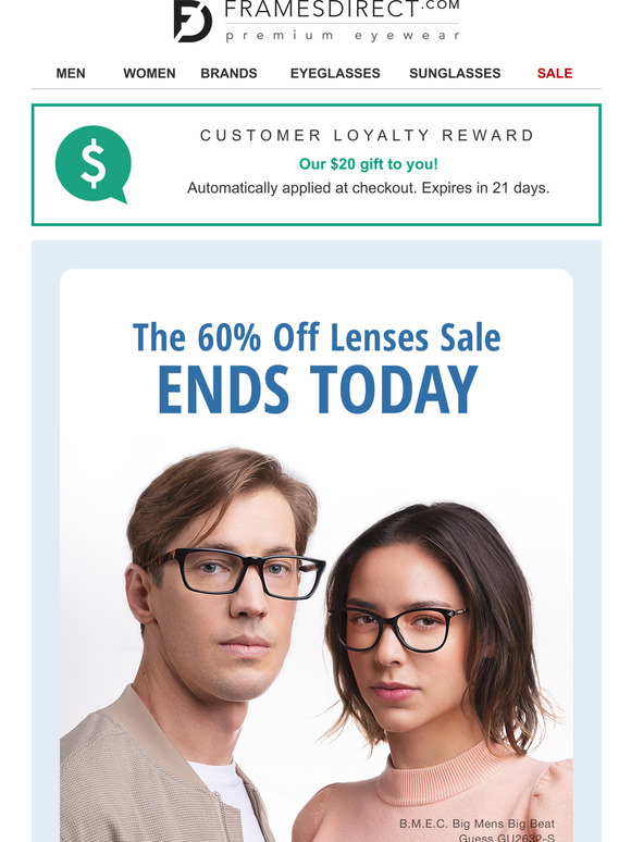 FramesDirect.com: Final Day of Sale: 60% Off Lenses | Milled