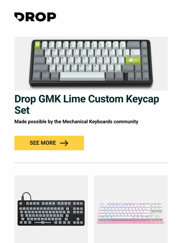Drop: Drop GMK Lime Custom Keycap Set, Drop CTRL Barebones Mechanical ...