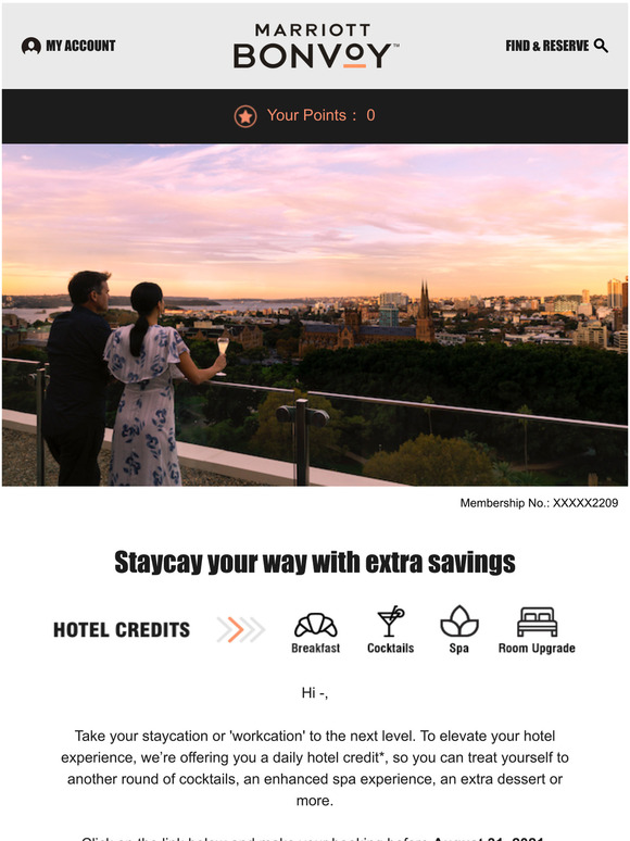 Marriott: Exclusive for you: Staycay your way with daily hotel credits ...
